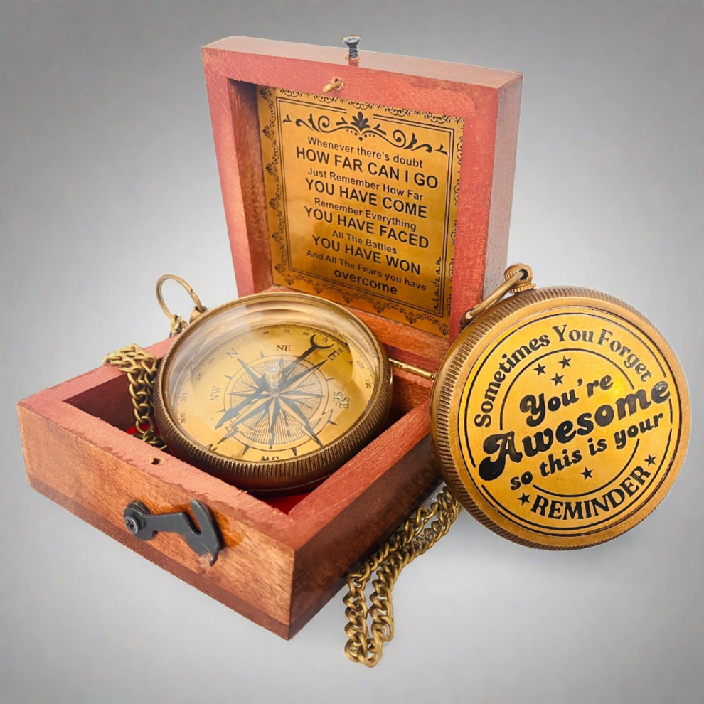 You Are Awesome Engraved Compass | Appreciation Gift Employee ...