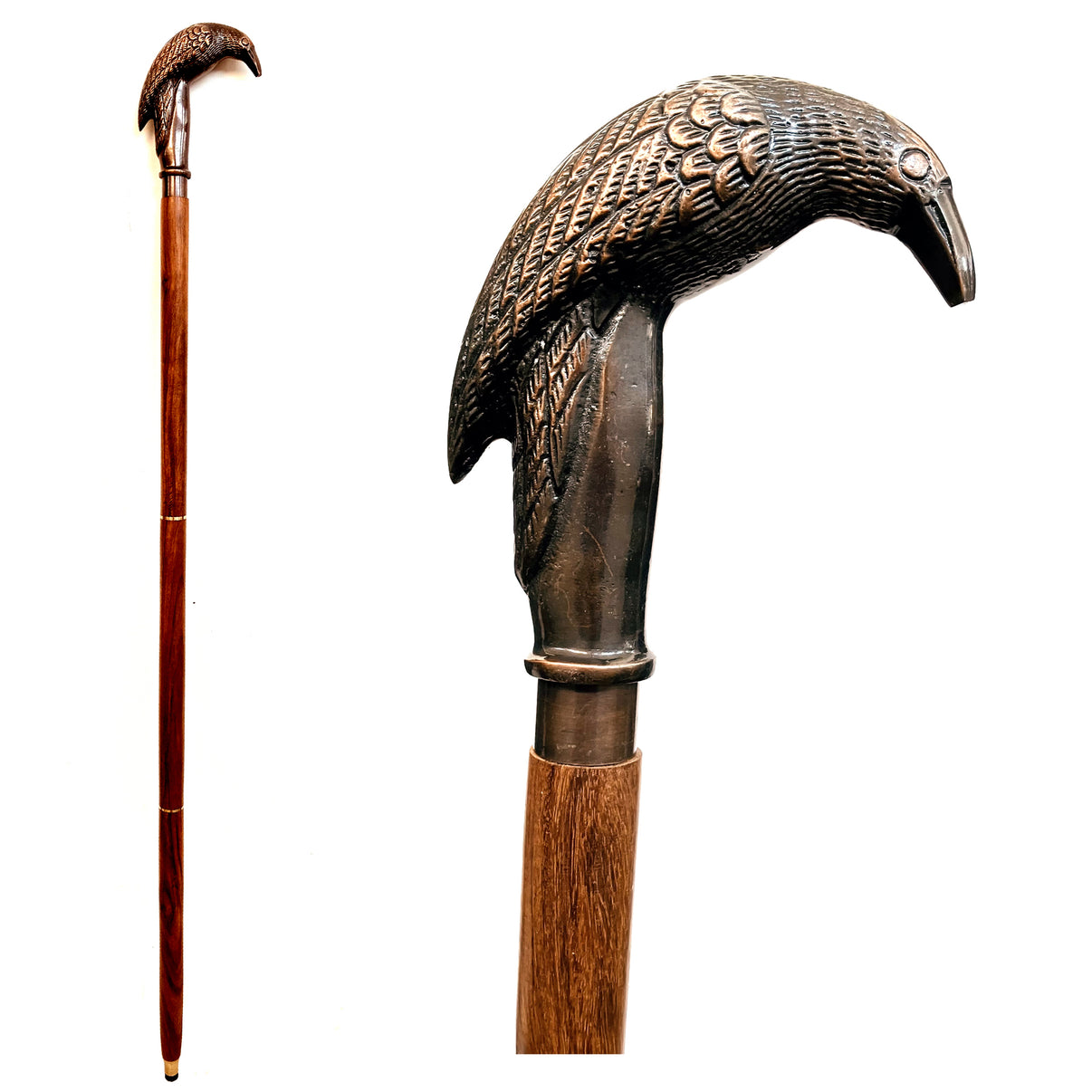 Walking Cane with Raven Handle | Gothic Design Foldable 36" – aladean