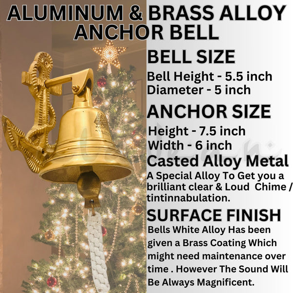 Brass Ship Bell Large | Vintage Anchor Dinner Bell Nautical Decor – aladean